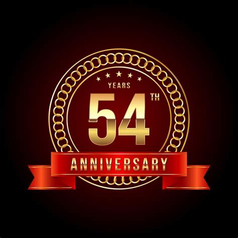 Création De Logo Du 54e Anniversaire Avec Nombre D or Et Ruban Rouge