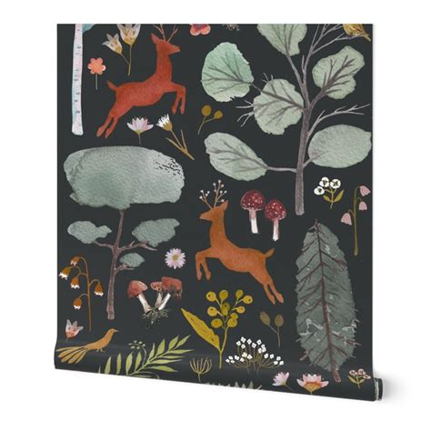 Forest Biome In Watercolour Woodland Wallpaper Spoonflower