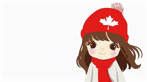 A Cartoon Canada Girl On A White Background Premium Ai Generated Image