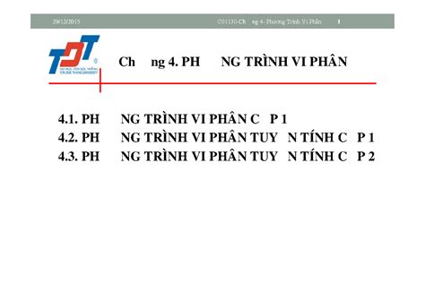 Chương Phương Trình Vi Phân Chư ơ ng PHƯ Ơ NG TRÌNH VI PHÂN PHƯ Ơ NG TRÌNH VI PHÂN CẤ P