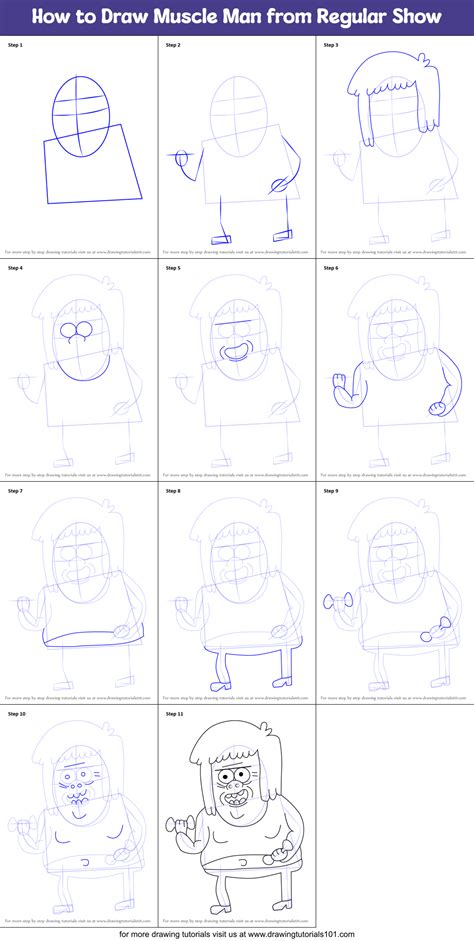 How To Draw Muscle Man From Regular Show Printable Step By Step Drawing Sheet