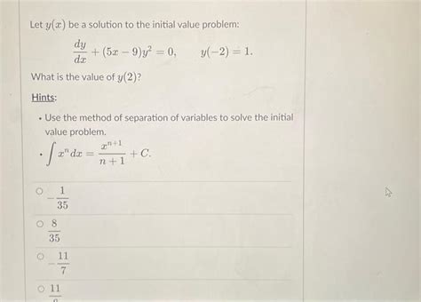 solved let y x be a solution to the initial value