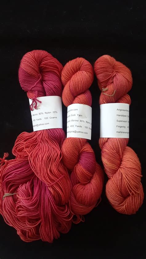 Hand Dyed Yarn Variegated Merino Nylon Yarn Coral Sock Fingering