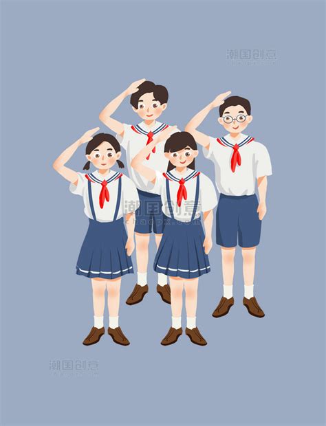 学生少先队敬礼童心向党图片潮国创意