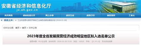 公示！全省发展民营经济成效明显地区，6地拟入选→信息化安徽省工业