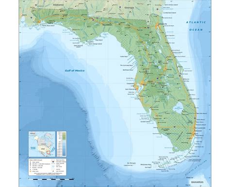 Florida Physical Features Map