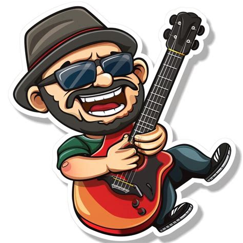Premium Photo Funny Guitar Player Sticker Generative Ai