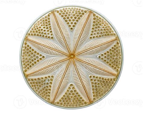 Detailed Microscopic View Of Circular Diatom Algae Cell On A