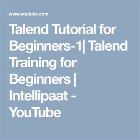 Learn Talend Beginners Guide