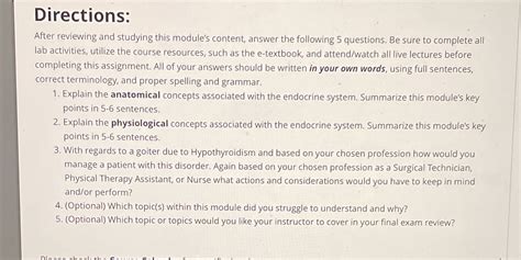 Solved Content Module 10 Reflection Assignment Endocrine System