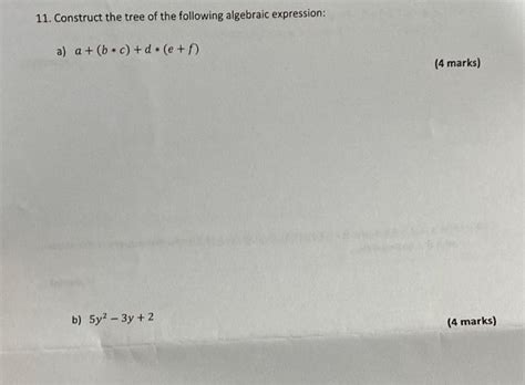 Solved 11 Construct The Tree Of The Following Algebraic Chegg