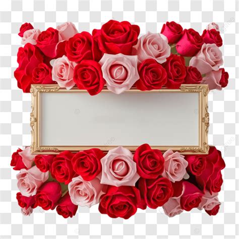 Rectangular Gold Frame With Red And Pink Roses Rectangular Frame Red