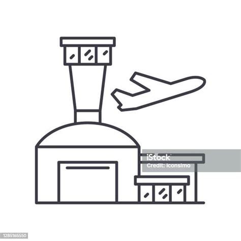 공항 이미지 아이콘 선형 격리 된 그림 얇은 줄 벡터 웹 디자인 기호 흰색 배경에 편집 가능한 스트로크와 개요 개념 기호 개체