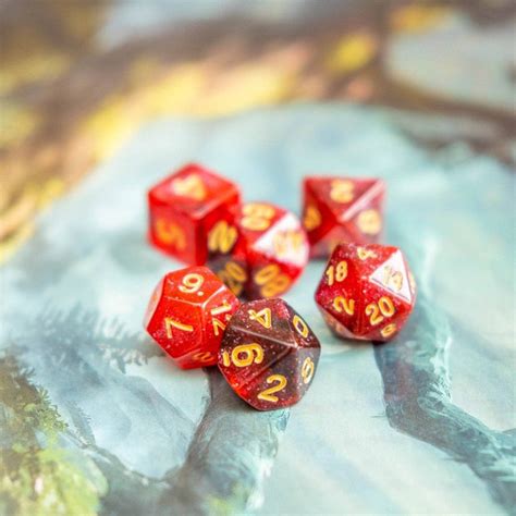 Sparkle Red Dice Set Dnd Dice