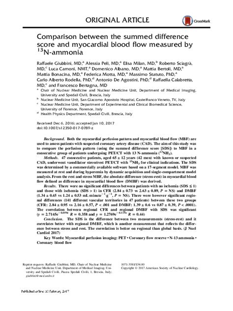 Pdf Comparison Between The Summed Difference Score And Myocardial