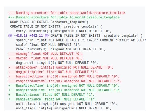 How To Spot DB Struct Diff Commits AzerothCore