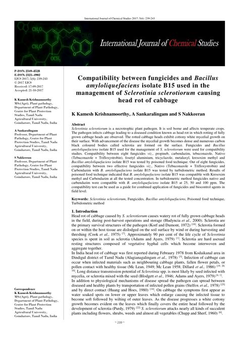Pdf Compatibility Between Fungicides And Bacillus Amyloliquefaciens