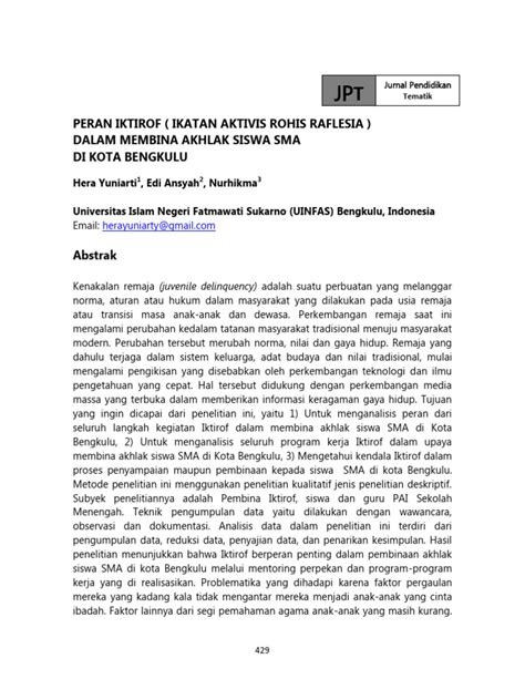 Peran Iktirof Ikatan Aktivis Rohis Raflesia Pdf