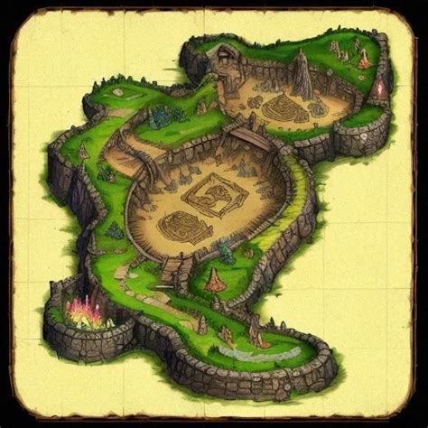 Dnd Battle Map Of A Curving Tunnel With A Broken Wagon Off To The Side