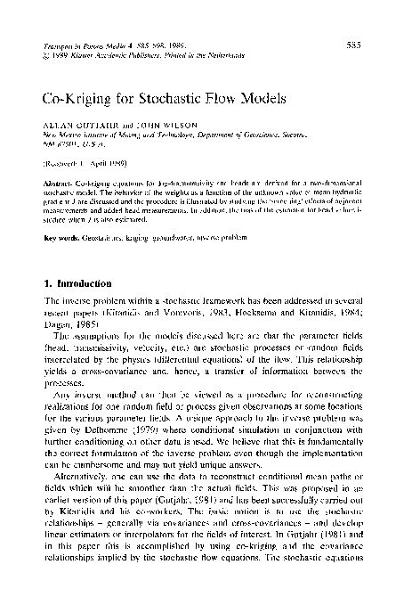 Pdf Co Kriging For Stochastic Flow Models
