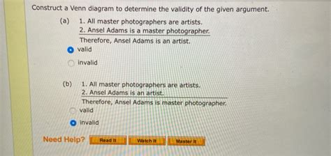 Solved Construct A Venn Diagram To Determine The Validity Of
