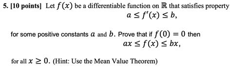 Solved A Points Let F X Be A Differentiable Chegg Com