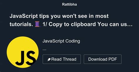 Javascript Tips You Wont See In Most Tutorials 🧵 Thread From
