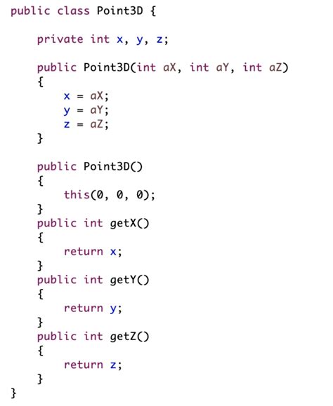 Solved Public Class Point3d Private Int X Y Z Public