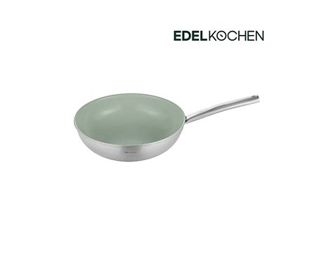 [에델코첸] 통3중 올 뉴 이지프리즘 웍팬 뚜껑 24cm 에코그린 세라믹 엠보