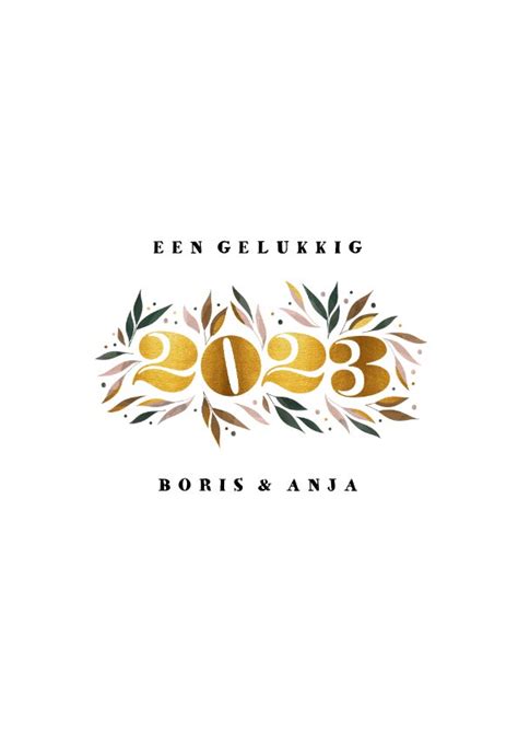 Nieuwjaarskaart Botanisch 2023 Goud Met Foto Kaartje2go