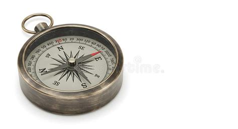 Antique Style Brass Compass With A Classic Circular Design Displaying Cardinal Stock