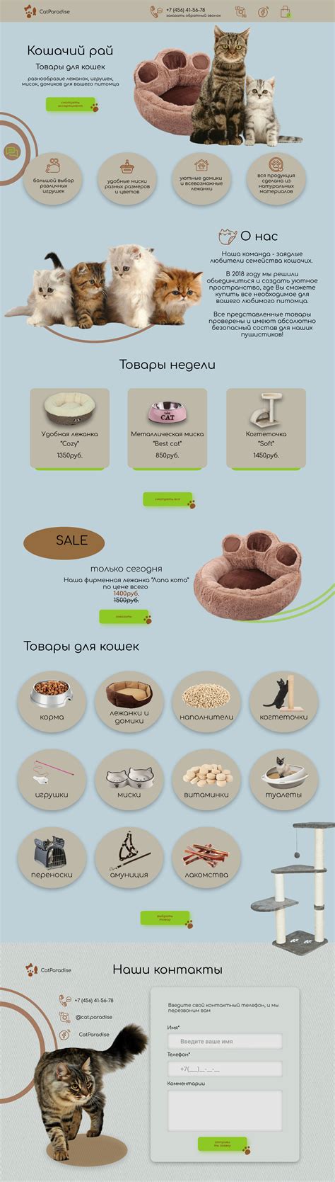 Сайт Товары для кошек on Behance