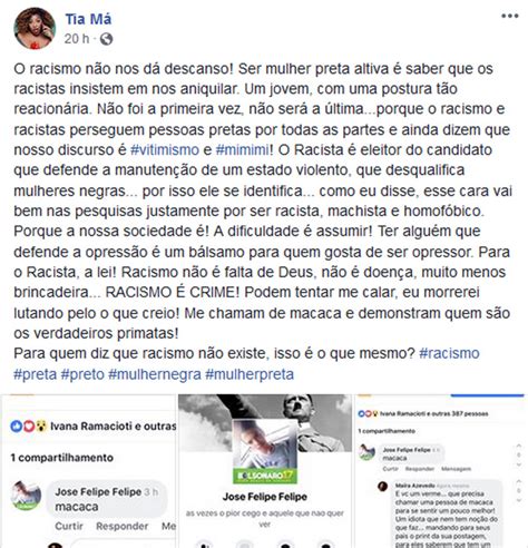 Tia Má Sofre Ataques Racistas Na Web Novamente Macaca