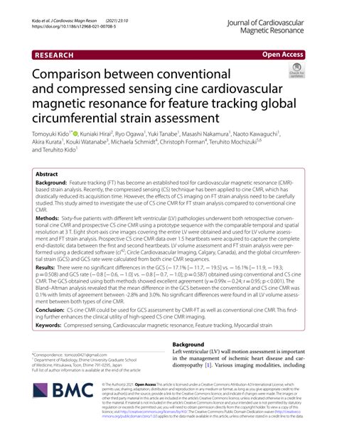Pdf Comparison Between Conventional And Compressed Sensing Cine