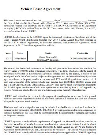 32 SAMPLE Vehicle Lease Agreement In PDF