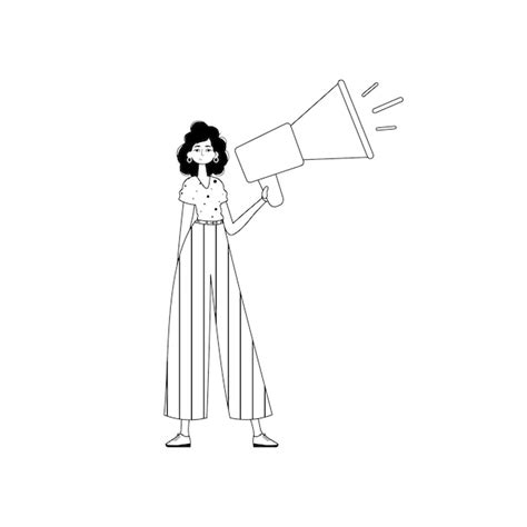 Premium Vector The Daughter Is Holding A Bullhorn Hour Concept Sum