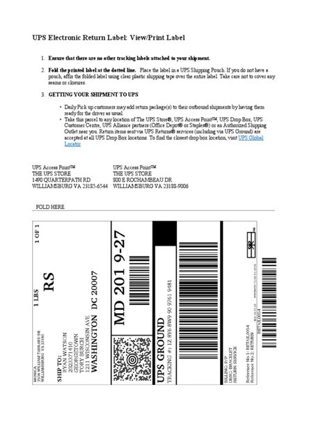 Ups Electronic Return Label View Print Label Pdf