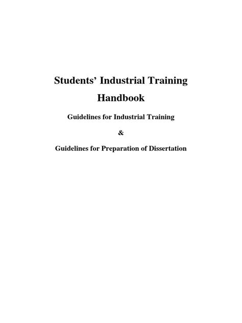 Industrial Training Handbook Pdf Apprenticeship Undergraduate