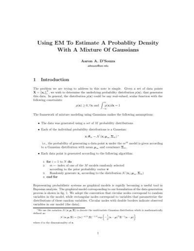 Using Em To Estimate A Probablity Density With A Mixture Of