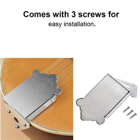Silver Mandolin Guitar Tailpiece With Screw Instrument Replacement