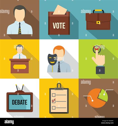 Political Icons Set Flat Style Stock Vector Image Art Alamy