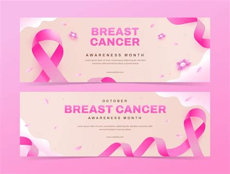 Free Vector Realistic Horizontal Banner Template For Breast Cancer