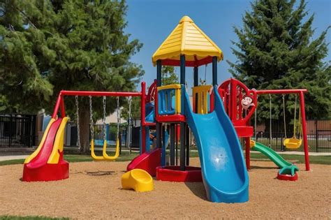 Premium Photo Colorful Playground With Slides And Swings