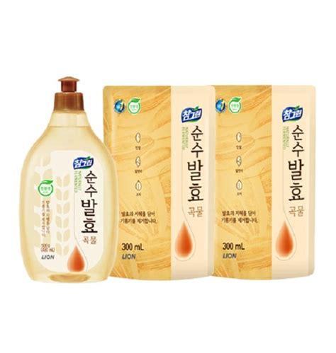 주방세제 참그린 순수발효곡물 용기리필2개 3p 티몬