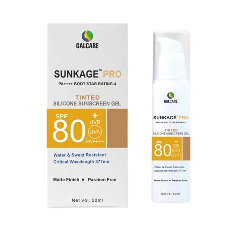 Sunkage Pro Spf 80 Uvb Uva Pa Tinted Silicone Sunscreen Gel 50m