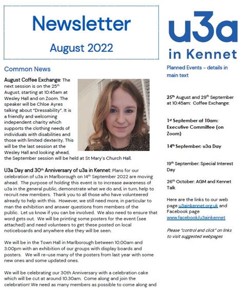 Newsletter August 2022 U3a In Kennet