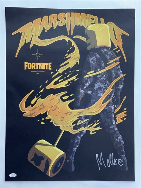 Dj Marshmello Signed Autograph 18x24 Fortnite Concert Tour Poster