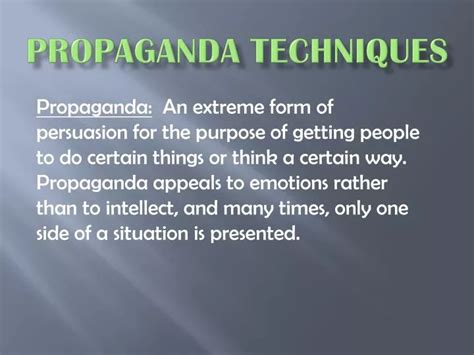 Ppt Propaganda Techniques Powerpoint Presentation Free Download Id