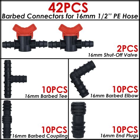 Kesla 40pcs 16mm Barbed Elbow Tee End Plug Drip Tu Grandado