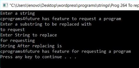 All C Programs Replace The Substring With The Given String